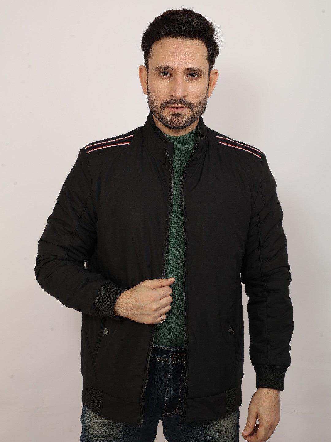 Black Solid Zipper Jacket