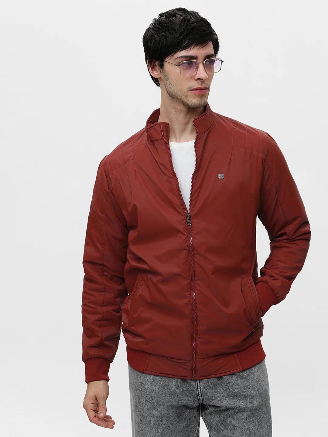 Rust Solid Zipper Jacket
