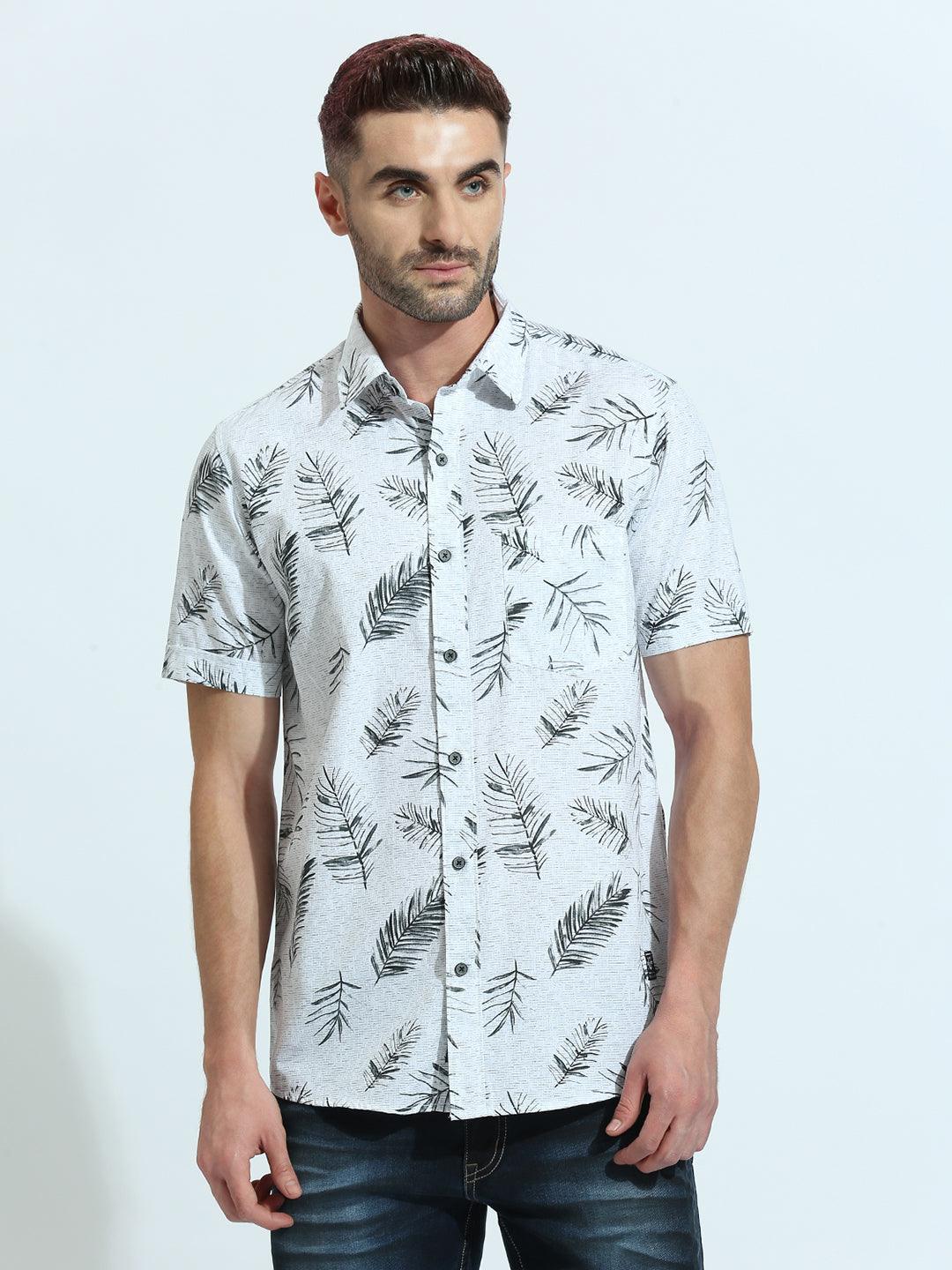 Black Printed Half sleeve Shirt
