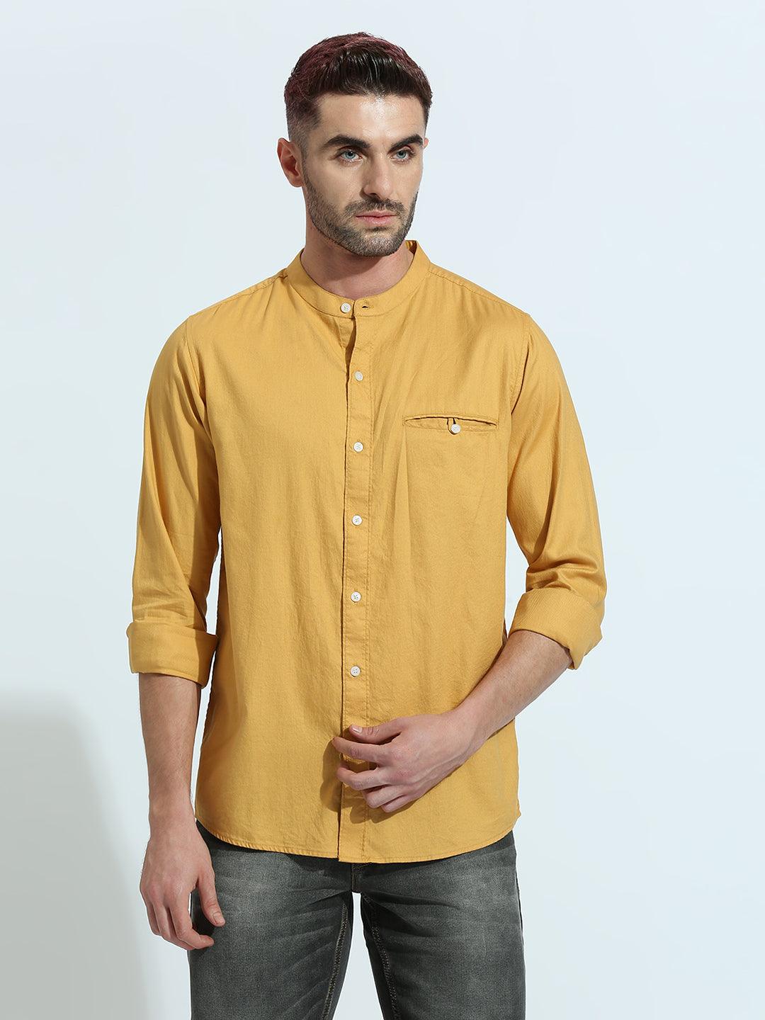 Mustard Plain full sleeve Shirt